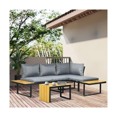 China Sofa Set AJUNION Aluminum Outdoor Corner Lounge Set for Modular Garden Furniture for sale