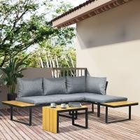 China Sofa Set AJUNION Aluminum Outdoor Corner Lounge Set for Modular Garden Furniture for sale