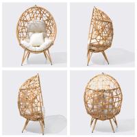 China General Outdoor Furniture Folded Yes Round Pe Rattan Wicker Egg Sofa Chair with Cushion for sale