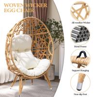 China General Outdoor Furniture Folded Yes Round Pe Rattan Wicker Egg Sofa Chair with Cushion for sale
