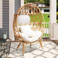 China General Outdoor Furniture Folded Yes Round Pe Rattan Wicker Egg Sofa Chair with Cushion for sale