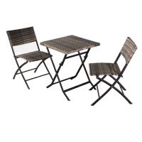 China Outdoor Courtyard Furniture Set with Foldable PE Rattan Wicker Dining Table and Chair for sale