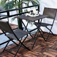 China Outdoor Courtyard Furniture Set with Foldable PE Rattan Wicker Dining Table and Chair for sale