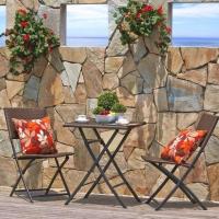 China Outdoor Courtyard Furniture Set with Foldable PE Rattan Wicker Dining Table and Chair for sale