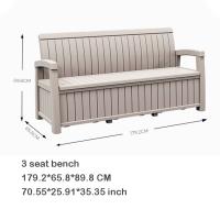 China Hotel Outdoor Home Weather-Proof Armchair Plastic 3 Seater Sofa Bench with Storage Box for sale