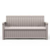 China Hotel Outdoor Home Weather-Proof Armchair Plastic 3 Seater Sofa Bench with Storage Box for sale