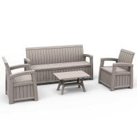 China Hotel Outdoor Home Weather-Proof Armchair Plastic 3 Seater Sofa Bench with Storage Box for sale