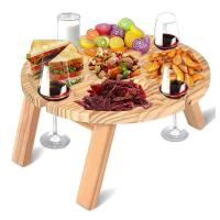 China Wooden Portable Folding Round Tray Table for Outdoor Camping Beach Travel and Picnics for sale