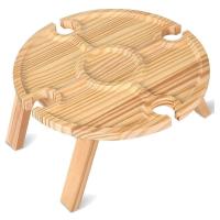 China Wooden Portable Folding Round Tray Table for Outdoor Camping Beach Travel and Picnics for sale