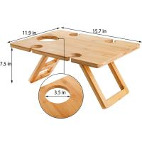 China Portable Outdoor Indoor Wooden Bamboo Folding Picnic Tray Table for Snacks and Wine for sale