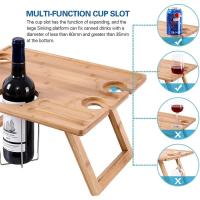 China Portable Outdoor Indoor Wooden Bamboo Folding Picnic Tray Table for Snacks and Wine for sale