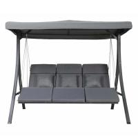 China Outdoor Patio Garden 3 Seater Hanging Reclining Lounger Swing Bench Chair with Canopy for sale