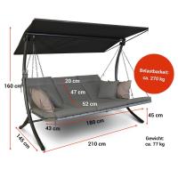 China Garden Balcony Beach Pool 3-Seater Hammock with Metal Lounge Swinging Chair and Cushion for sale