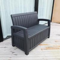China Plastic Storage Arm Bench Seat Chair for Outdoor Patio Garden Balcony Park Beach Pool for sale