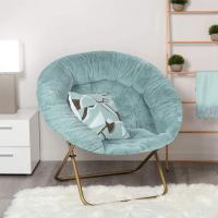 China Camping Steel Legs Foldable Moon Chair for Adult and Kid Faux Fur Bedroom Saucer Chair for sale