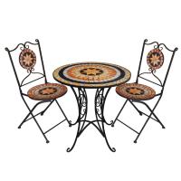 China Outdoor Patio Garden Bistro Iron Frame Nordic Antique 2 Seater Dining Table and Chair for sale