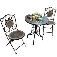 China Outdoor Patio Garden Bistro Iron Frame Nordic Antique 2 Seater Dining Table and Chair for sale