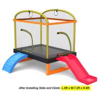 China Kids' Fitness Unisex Iron Frame Indoor Outdoor Trampoline with Climb Ladder and Slide for sale