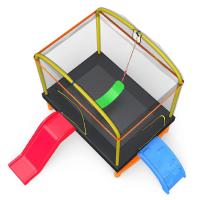 China Kids' Fitness Unisex Iron Frame Indoor Outdoor Trampoline with Climb Ladder and Slide for sale