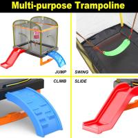 China Kids' Fitness Unisex Iron Frame Indoor Outdoor Trampoline with Climb Ladder and Slide for sale