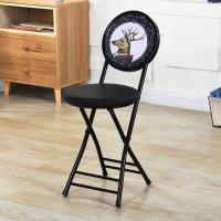 China Outdoor Furniture Portable Folding Metal Frame Leather Round Stool Chair with Cushion for sale
