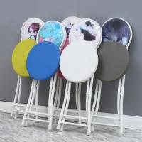 China Outdoor Furniture Portable Folding Metal Frame Leather Round Stool Chair with Cushion for sale