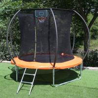 China Outdoor Garden Kids Children Fitness Jumping Bed Round Trampoline With Basketball Goal Safety Net for sale