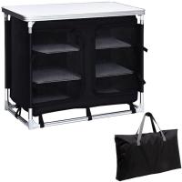 China Outdoor Garden Patio Metal Picnic Storage Organizer Cabinet Cooking Camping Kitchen Table for sale