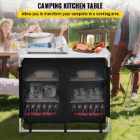 China Outdoor Garden Patio Metal Picnic Storage Organizer Cabinet Cooking Camping Kitchen Table for sale