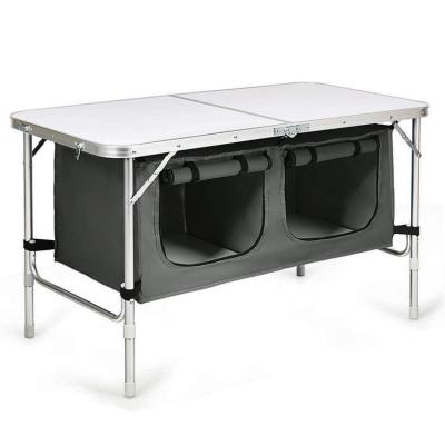 China Convenient Outdoor Garden Patio Party Event Camping Table with Storage Compartment for sale