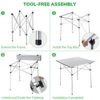 China Embroidery or Printing Logo Lightweight Aluminum Roll Up Table for Beach Picnic Camping for sale