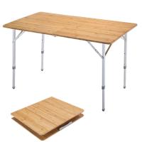 China 120*70cm Tabletop Patio Garden Bamboo Aluminum Folding Table for Picnic Camping Dinning for sale