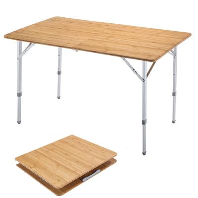 China 120*70cm Tabletop Patio Garden Bamboo Aluminum Folding Table for Picnic Camping Dinning for sale