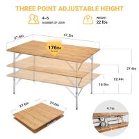 China 120*70cm Tabletop Patio Garden Bamboo Aluminum Folding Table for Picnic Camping Dinning for sale