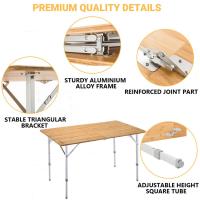 China 120*70cm Tabletop Patio Garden Bamboo Aluminum Folding Table for Picnic Camping Dinning for sale
