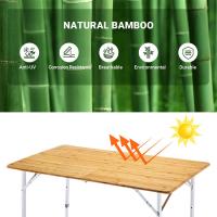 China 120*70cm Tabletop Patio Garden Bamboo Aluminum Folding Table for Picnic Camping Dinning for sale