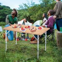 China 120*70cm Tabletop Patio Garden Bamboo Aluminum Folding Table for Picnic Camping Dinning for sale