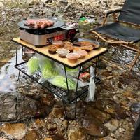 China Outdoor Folding Lightweight Portable Aluminum Metal Bamboo Table for Hiking and Camping for sale
