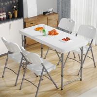 China Portable HDPE Plastic Metal Adjustable Folding Table for Hotel Restaurant and Banquet for sale