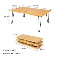 China Park Outdoor Picnic Barbecue Bamboo Wooden Board Mdf Small Portable Folding Camping Table with Metal Leg for sale
