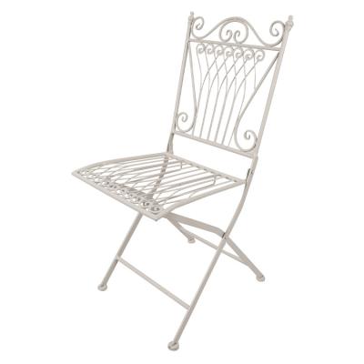 China Transparent Outdoor Garden Bistro Cafe Vintage Square Metal Wrought Iron Folding Dining Chairs for sale