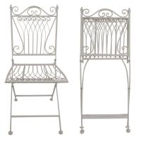 China Transparent Outdoor Garden Bistro Cafe Vintage Square Metal Wrought Iron Folding Dining Chairs for sale