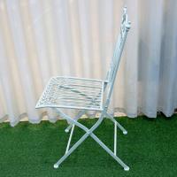 China Transparent Outdoor Garden Bistro Cafe Vintage Square Metal Wrought Iron Folding Dining Chairs for sale