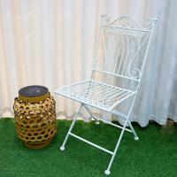China Transparent Outdoor Garden Bistro Cafe Vintage Square Metal Wrought Iron Folding Dining Chairs for sale