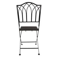 China Outdoor Bistro Garden Cafe High Back White Wrought Iron Metal Folding Chair for Wedding Event for sale