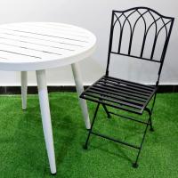 China Outdoor Bistro Garden Cafe High Back White Wrought Iron Metal Folding Chair for Wedding Event for sale