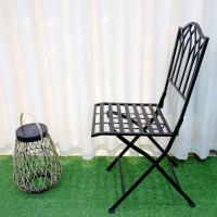 China Outdoor Bistro Garden Cafe High Back White Wrought Iron Metal Folding Chair for Wedding Event for sale