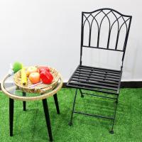 China Outdoor Bistro Garden Cafe High Back White Wrought Iron Metal Folding Chair for Wedding Event for sale
