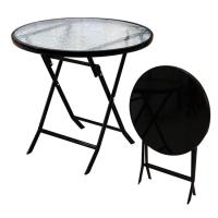 China Metal Tempered Glass Folding Coffee Dining Table for Outdoor Camping Balcony Garden Patio for sale