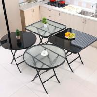 China Metal Tempered Glass Folding Coffee Dining Table for Outdoor Camping Balcony Garden Patio for sale